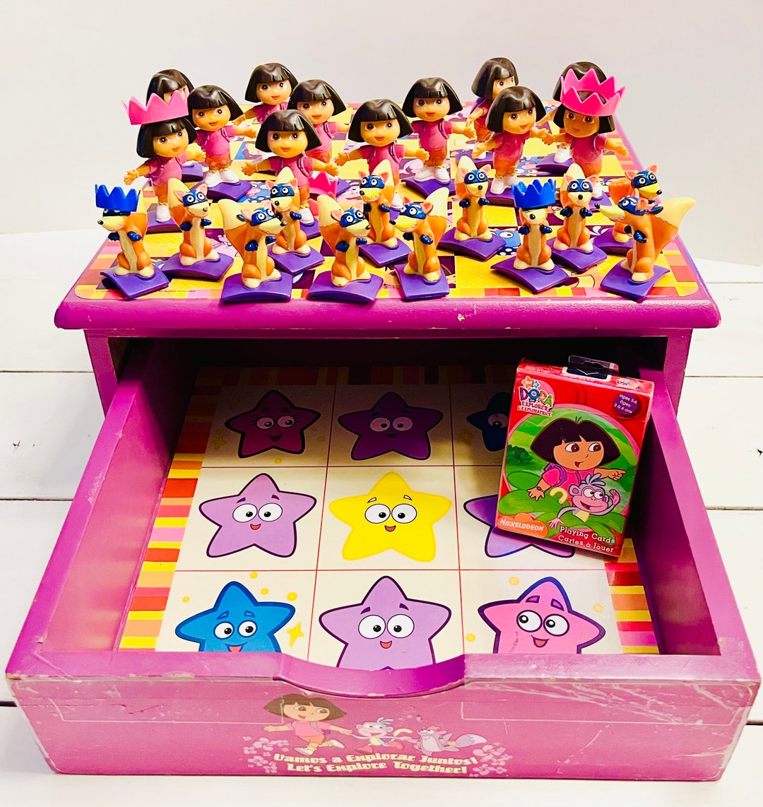 Dora the Explorer Wooden Checkers Games Playing Cards Playset - Etsy