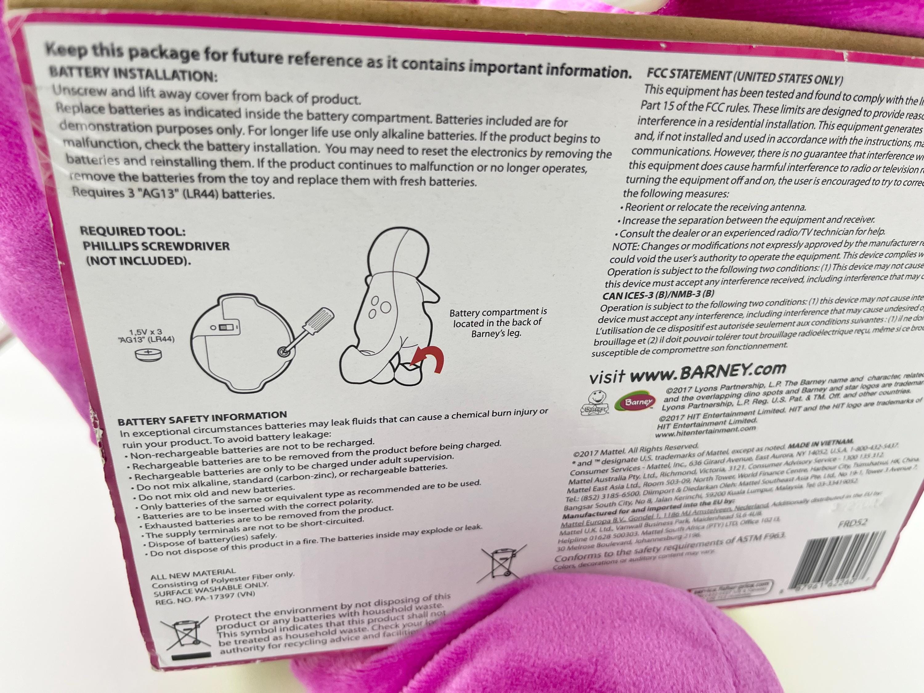 Fisher Price Jumbo 26" Barney Speak N Sing: Purple Dinosaur Plush Toy ...