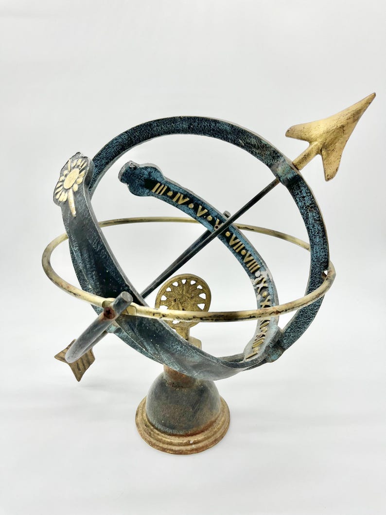 Vintage Armillary Sundial: Iron Garden Sculpture Celestial Sun ...