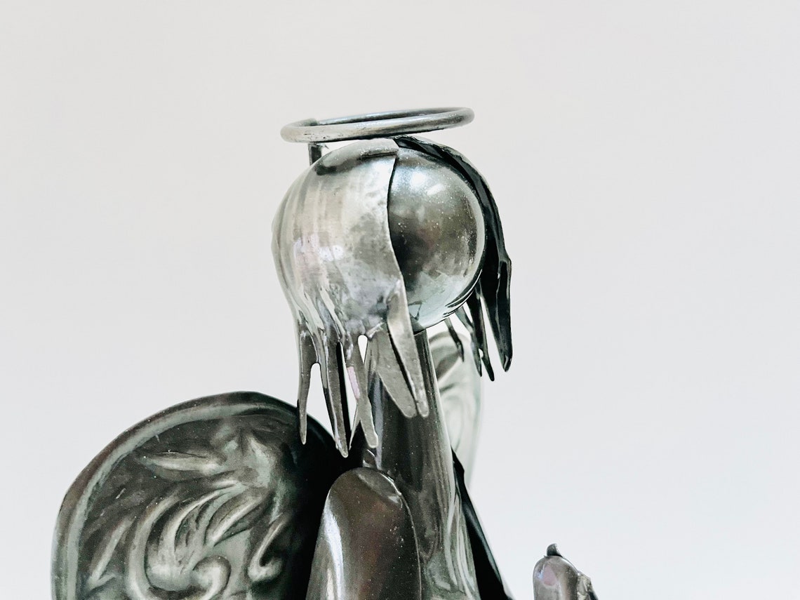 Metal Angel Embossed Figurine Sculpture Christmas Peace Home Tree ...