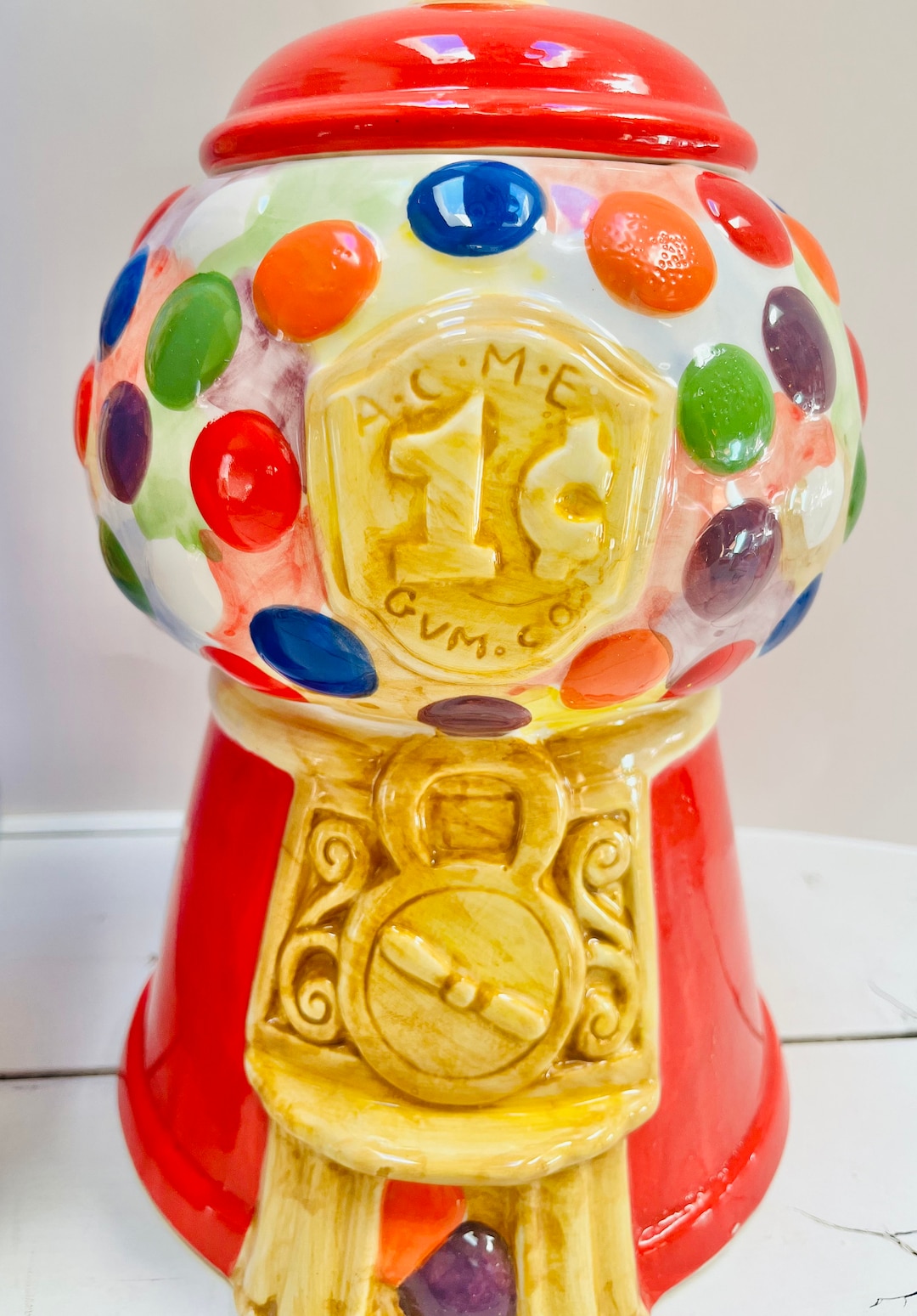 Gumball Machine Shaped Ceramic Cookie Jar 2004 Gibson 11.75 Original ...