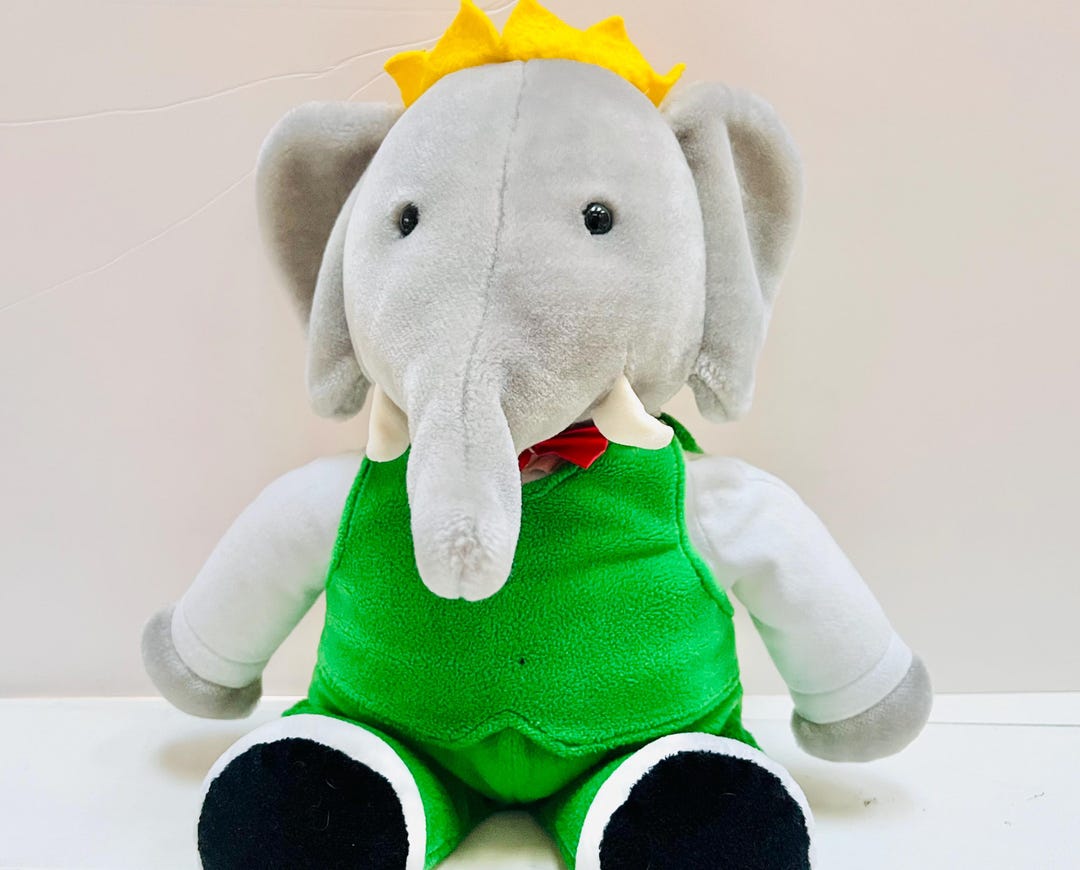 Vintage 1988 Gund Babar Plush Elephant Toy - Green Suit - Etsy