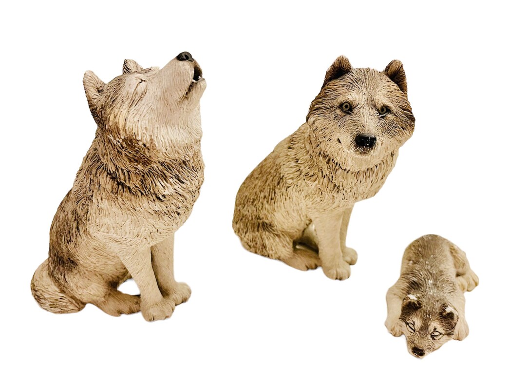 Sandicast Wolf Howling Pup Lying Figurines Lot of 3 Collectible 1995 ...