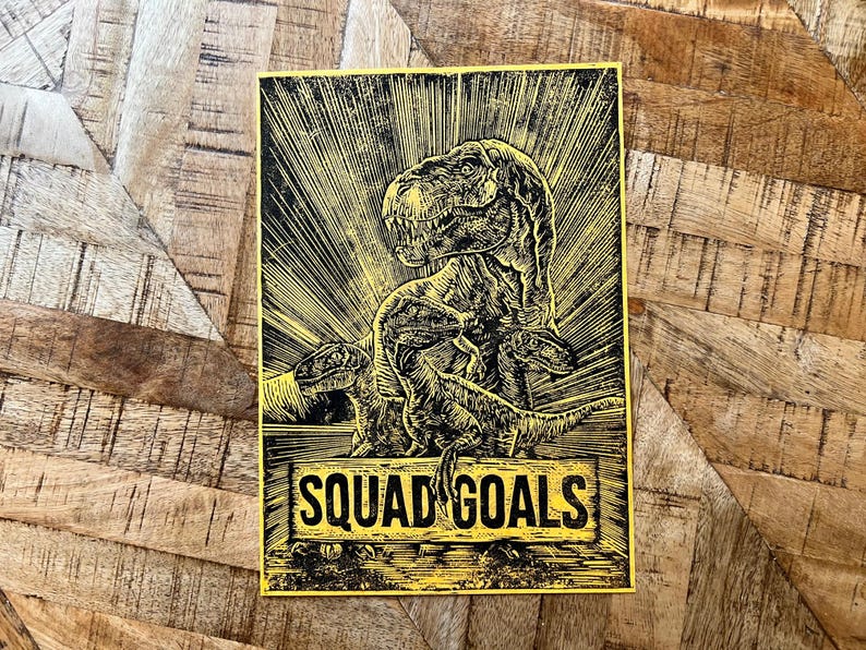 Jurassic Park Squad Goals - A4 Lino Print for Fans of Jurassic Park ...