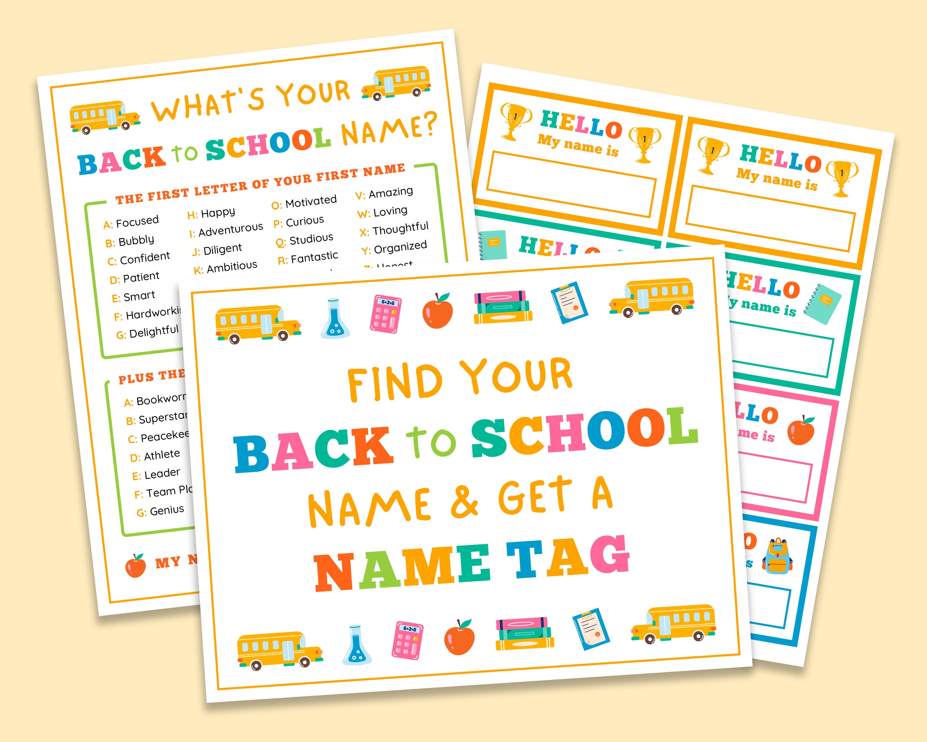 What's Your Back to School Name, Name Tags, Sign Classroom Games ...