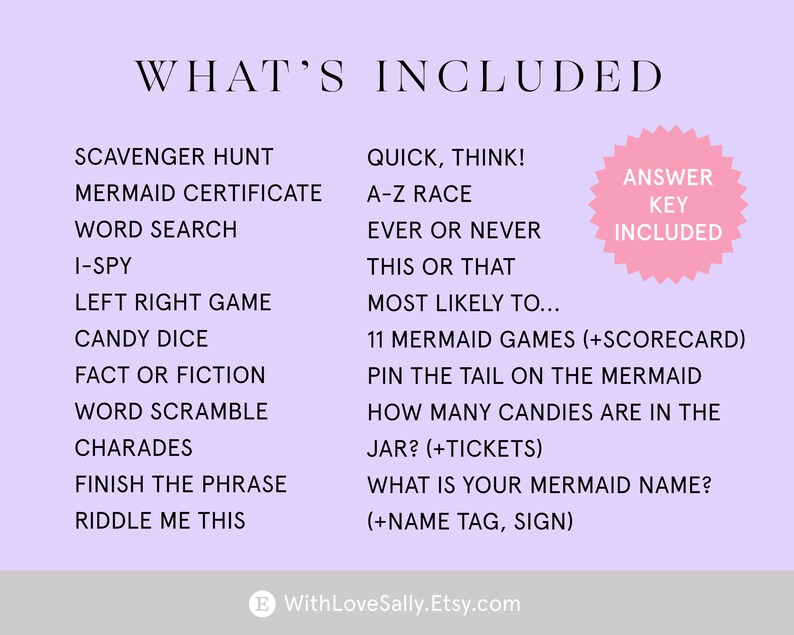 Mermaid Party Game Bundle Girls Birthday Games Mermaid Themed Party ...