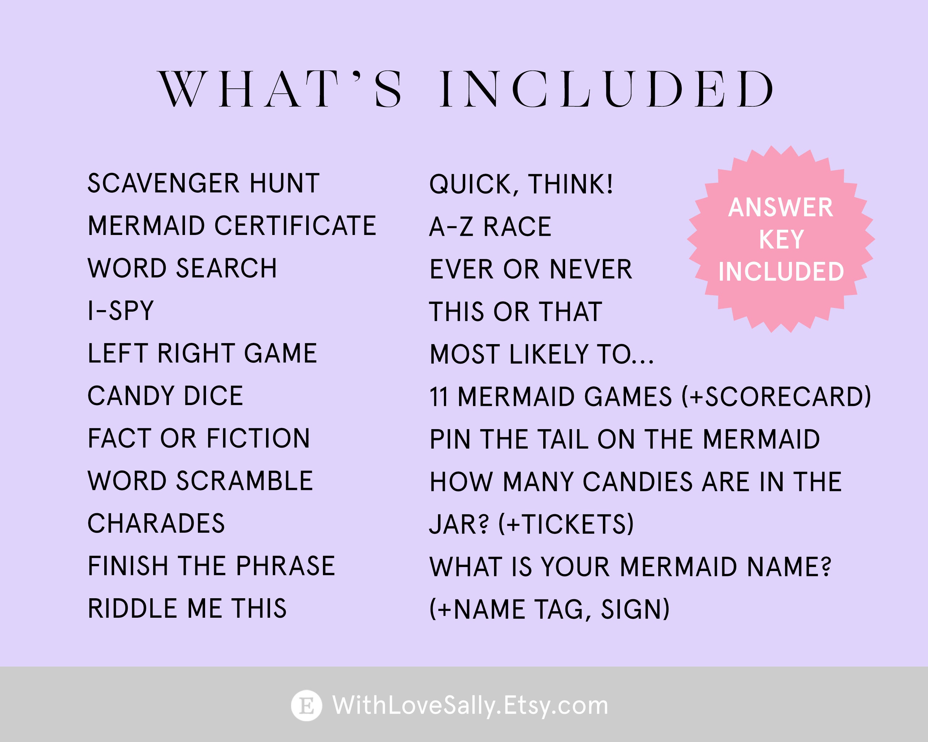 Mermaid Party Game Bundle Girls Birthday Games Mermaid Themed Party ...