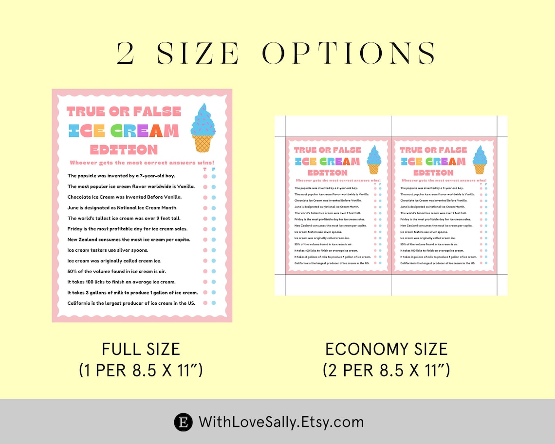 Ice Cream Fact or Fiction Ice Cream Party Games Kids Birthday Games Fun ...