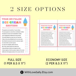 Ice Cream Fact or Fiction Ice Cream Party Games Kids Birthday Games Fun ...