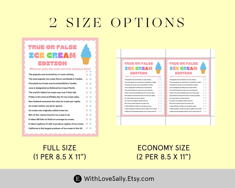 Ice Cream Fact or Fiction Ice Cream Party Games Kids Birthday Games Fun ...