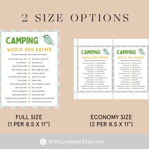 Camping Would You Rather Camping Games Camping Birthday Party ...