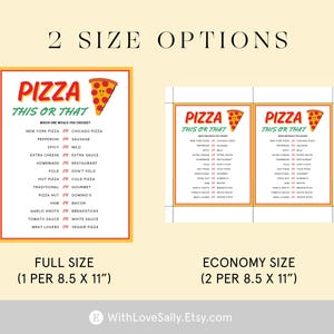 Pizza This or That Game Printable Pizza Party Game for Kids Adults ...