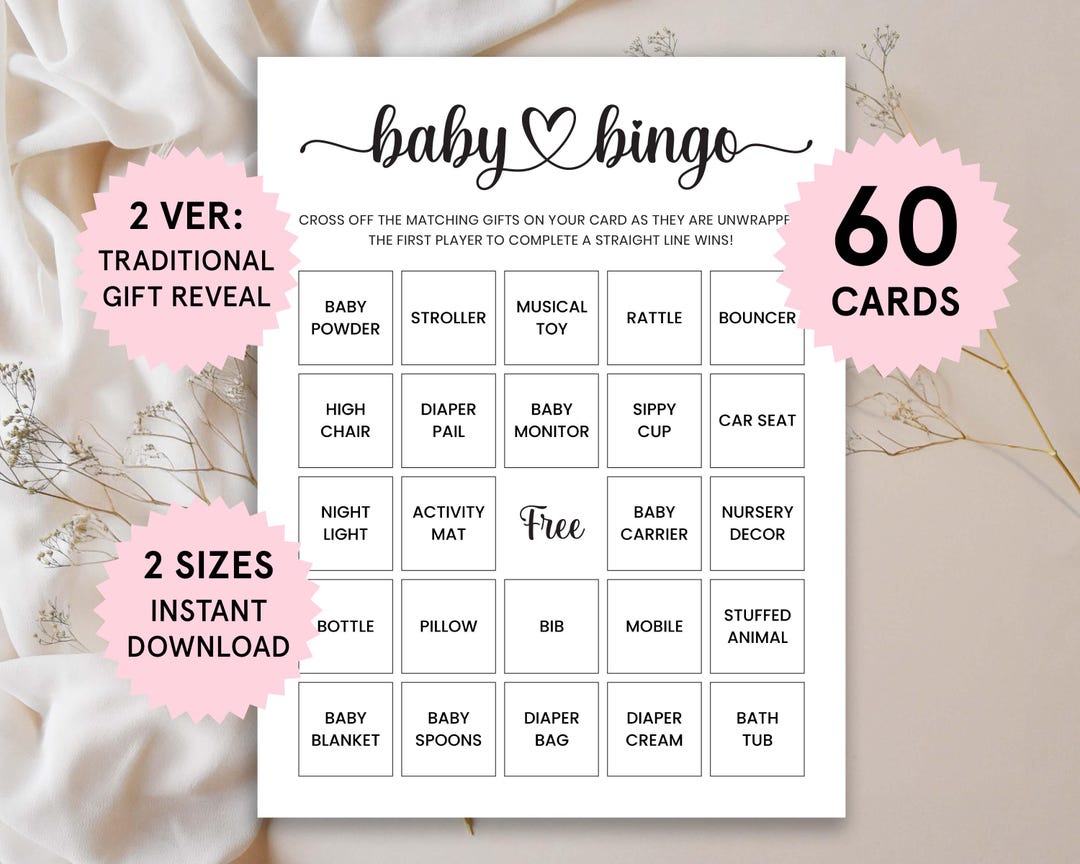 Baby Shower Bingo Cards Baby Bingo Game Prefilled Baby Shower Bingo ...