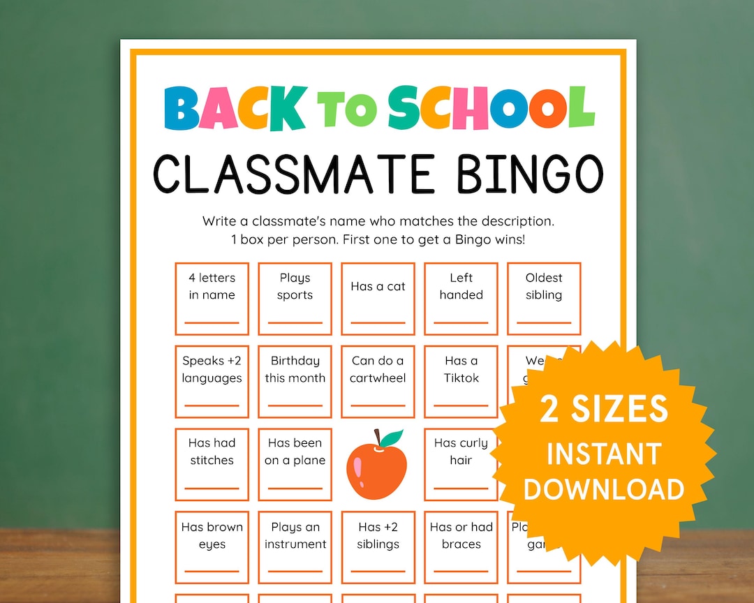Back to School Classmate Bingo Classroom Games for Kids Get to Know You ...