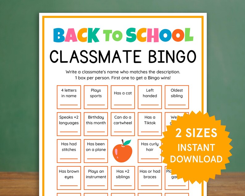 Back to School Classmate Bingo Classroom Games for Kids Get to Know You ...