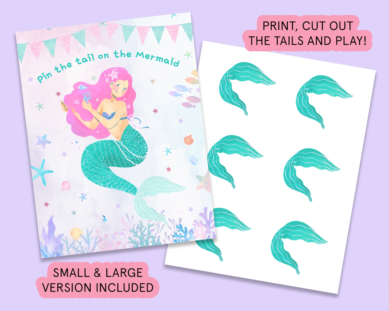 Pin the Tail on the Mermaid | Mermaid Theme | Birthday Party | Mermaid ...