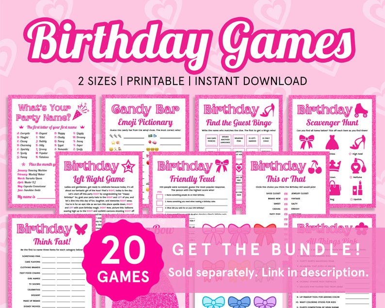 Pink Birthday Think Fast Tween, Teen Birthday Games Pink Party Games ...