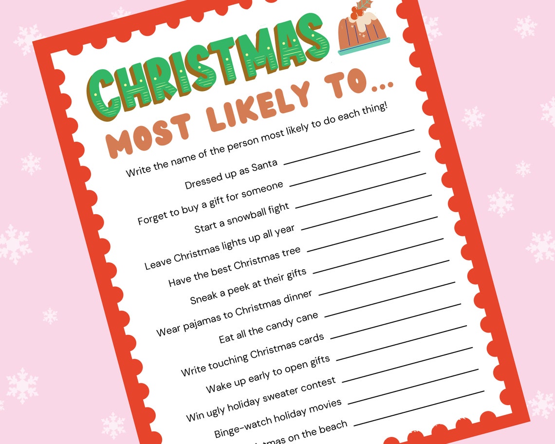 Christmas Most Likely to Fun Christmas Printable Games Christmas Family ...