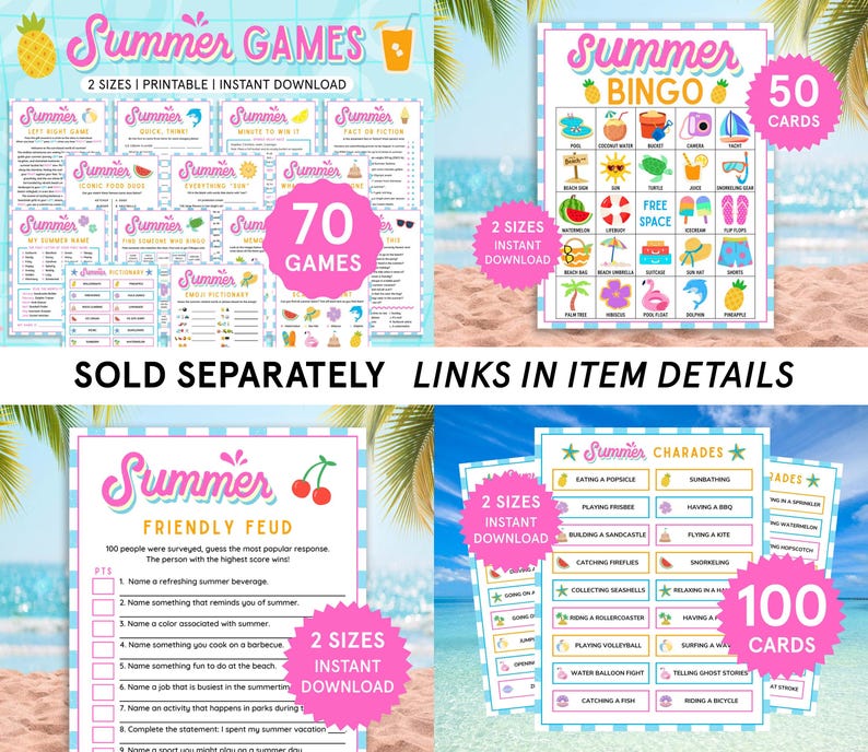 Summer Game Bundle Summer Games for Kids Summer Activities Family ...