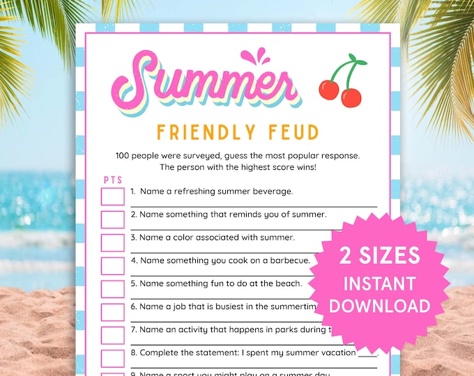 Summer Friendly Feud Summer Game Summer Family Feud for Kids, Adults ...