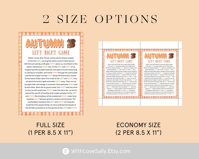 Fall Left Right Game Left Right Poem Fall Family Reunion Gift Exchange ...
