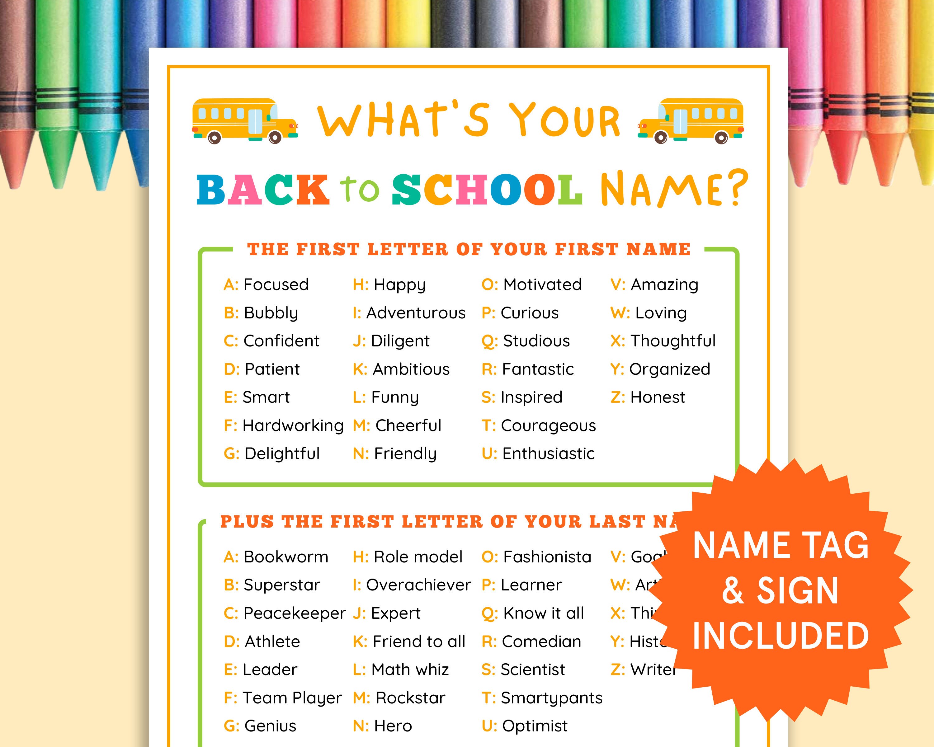 What's Your Back to School Name, Name Tags, Sign Classroom Games ...