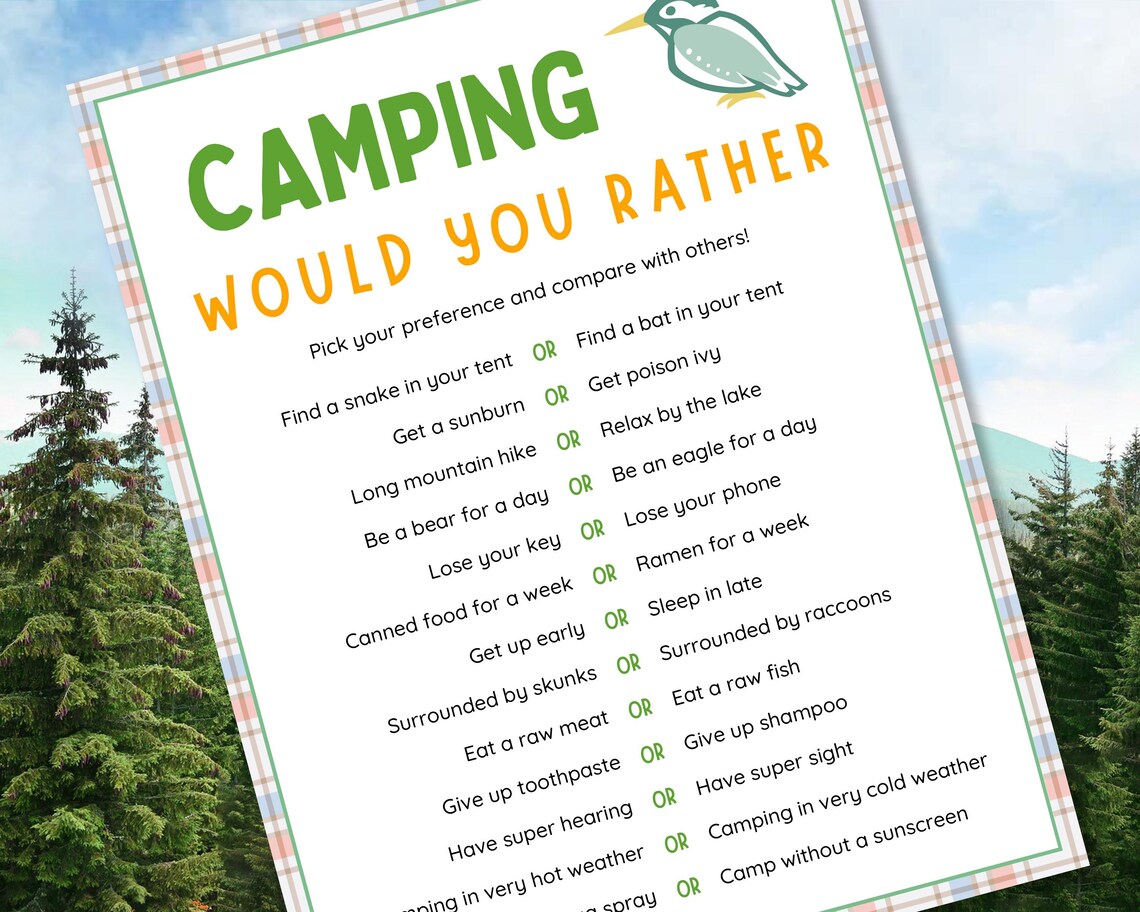 Camping Would You Rather Camping Games Camping Activities Kids Camping ...