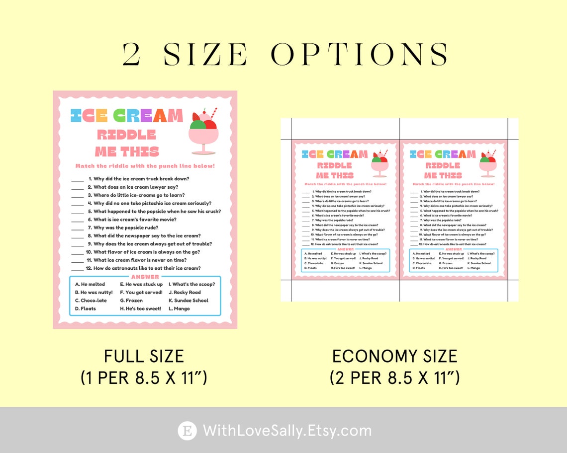 Ice Cream Riddle Me This Ice Cream Birthday Games for Kids Summer ...