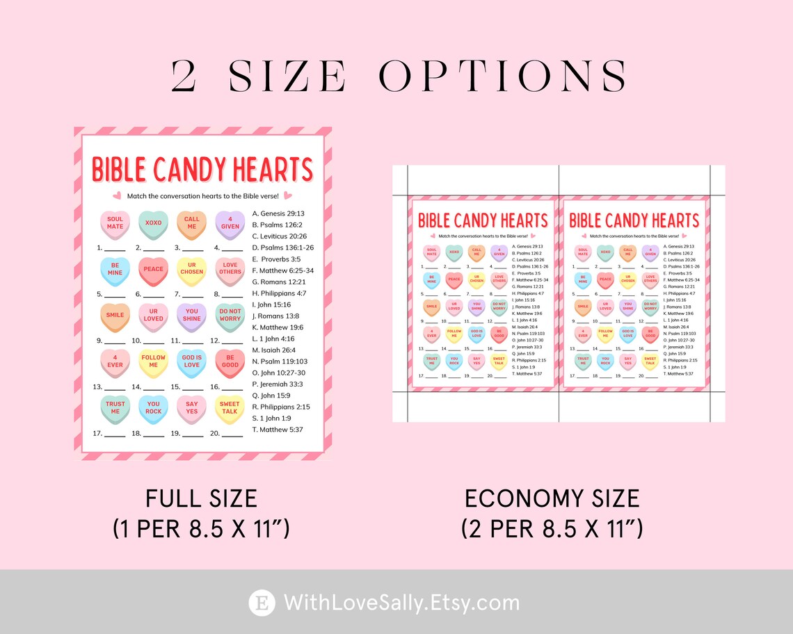 God's Conversation Hearts Bible Match Game Church Valentine Bible Verse ...