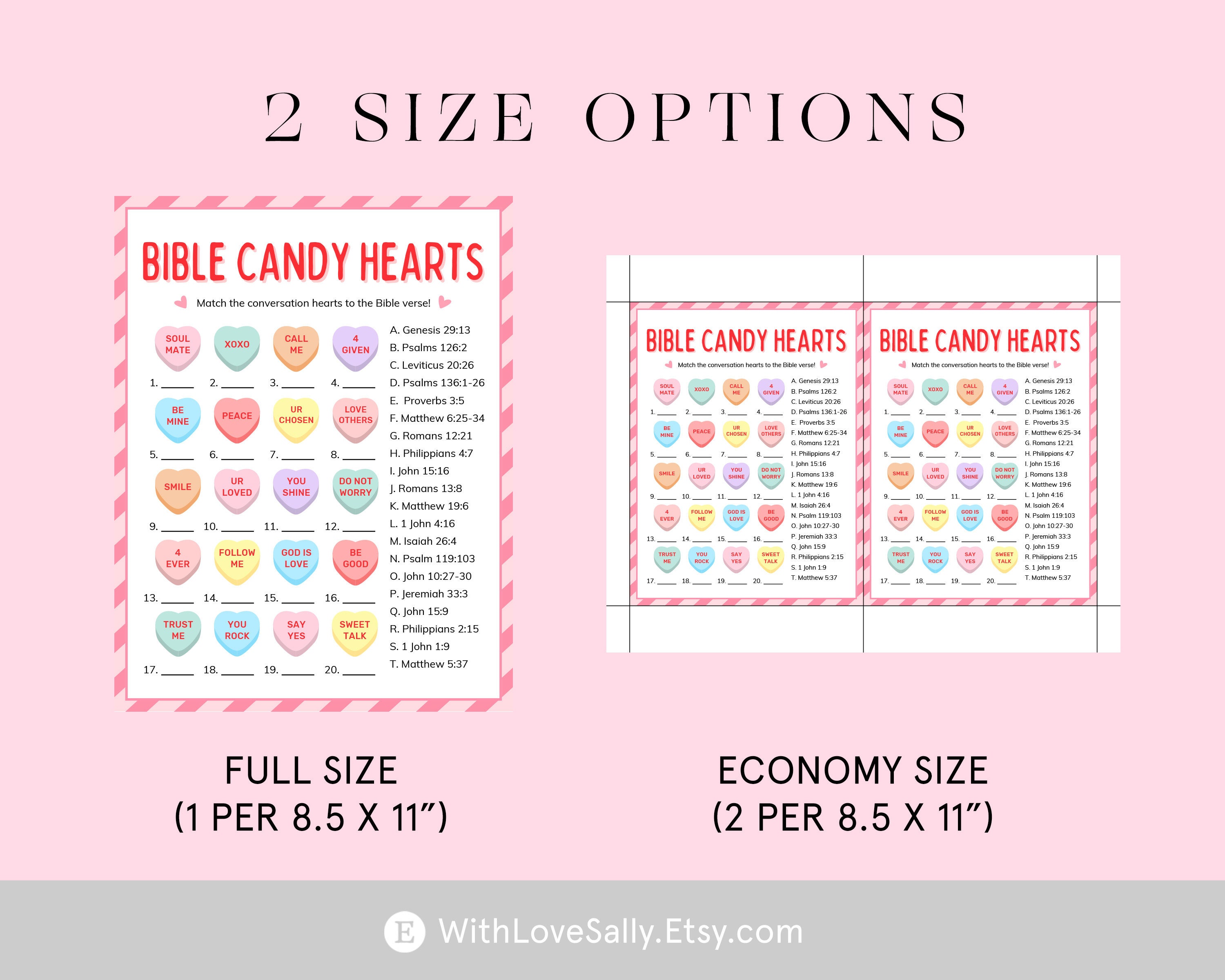 God's Conversation Hearts Bible Match Game Church Valentine Bible Verse ...