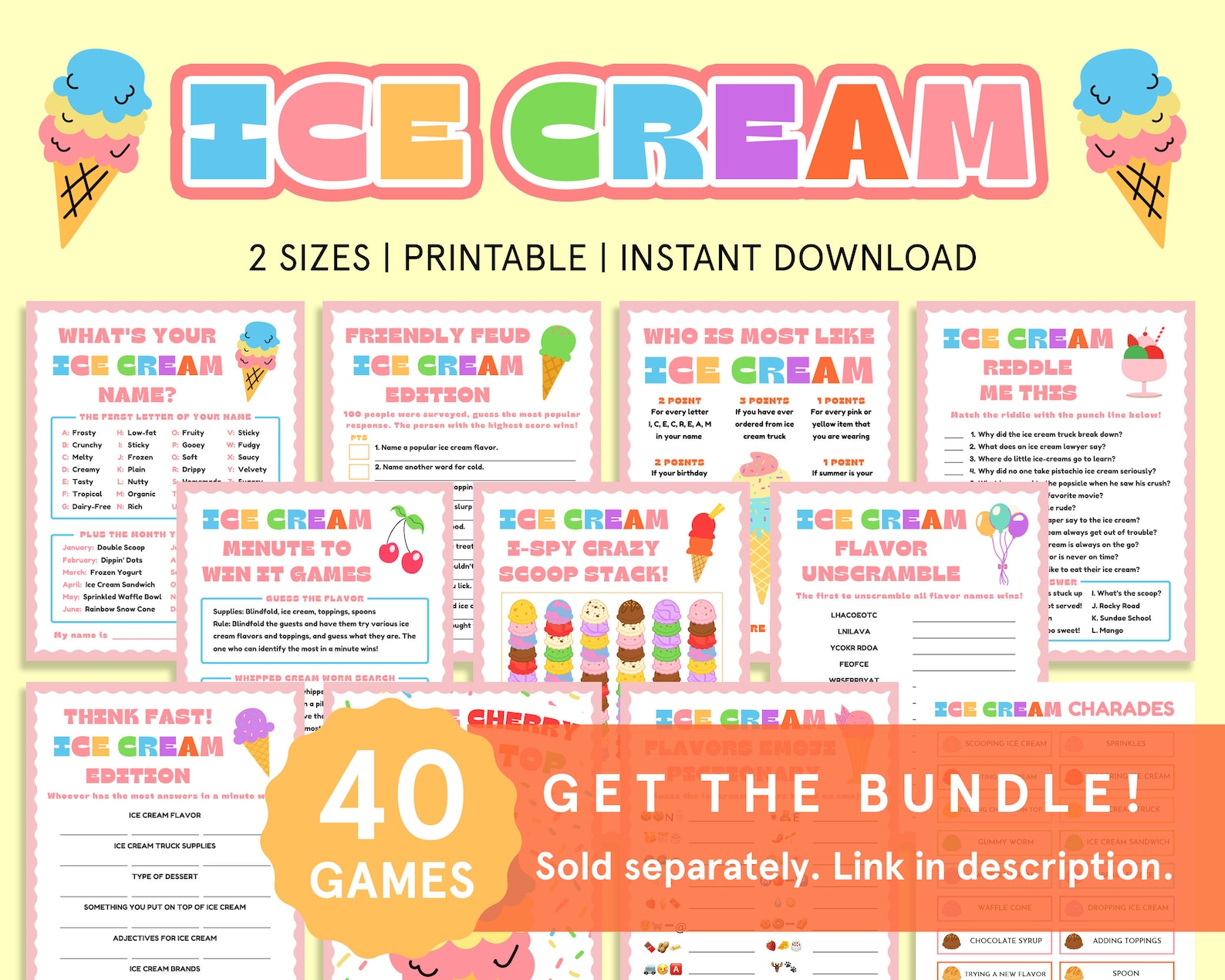 Ice Cream Riddle Me This Ice Cream Birthday Games for Kids Summer ...