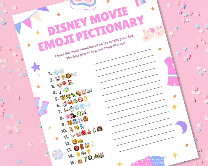 Disney Movie Emoji Pictionary Printable Party Games - Etsy