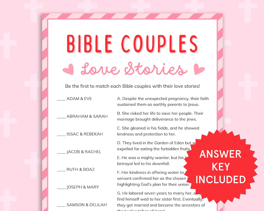 Bible Couples Love Stories Game Bible Trivia Games for Kids, Adults ...