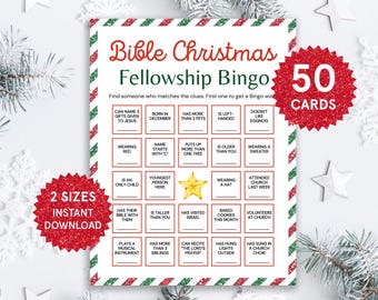 Bible Christmas Fellowship Bingo | Church Christmas Find Someone Who ...
