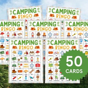 Camping Bingo Cards Camping Games Summer Camp Bingo Camping Group Games ...