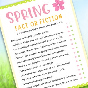 Spring Fact or Fiction Game Printable Spring Activities for Kids ...