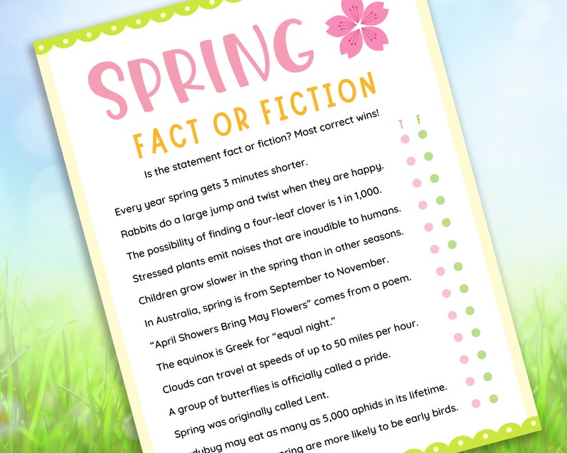 Spring Fact or Fiction Game Printable Spring Activities for Kids ...
