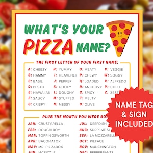What's Your Pizza Name, Name Tags, Sign Fun Pizza Games for Kids ...