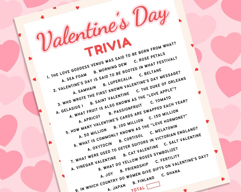 Valentines Day Trivia Game Valentine's Activities for Kids Family ...