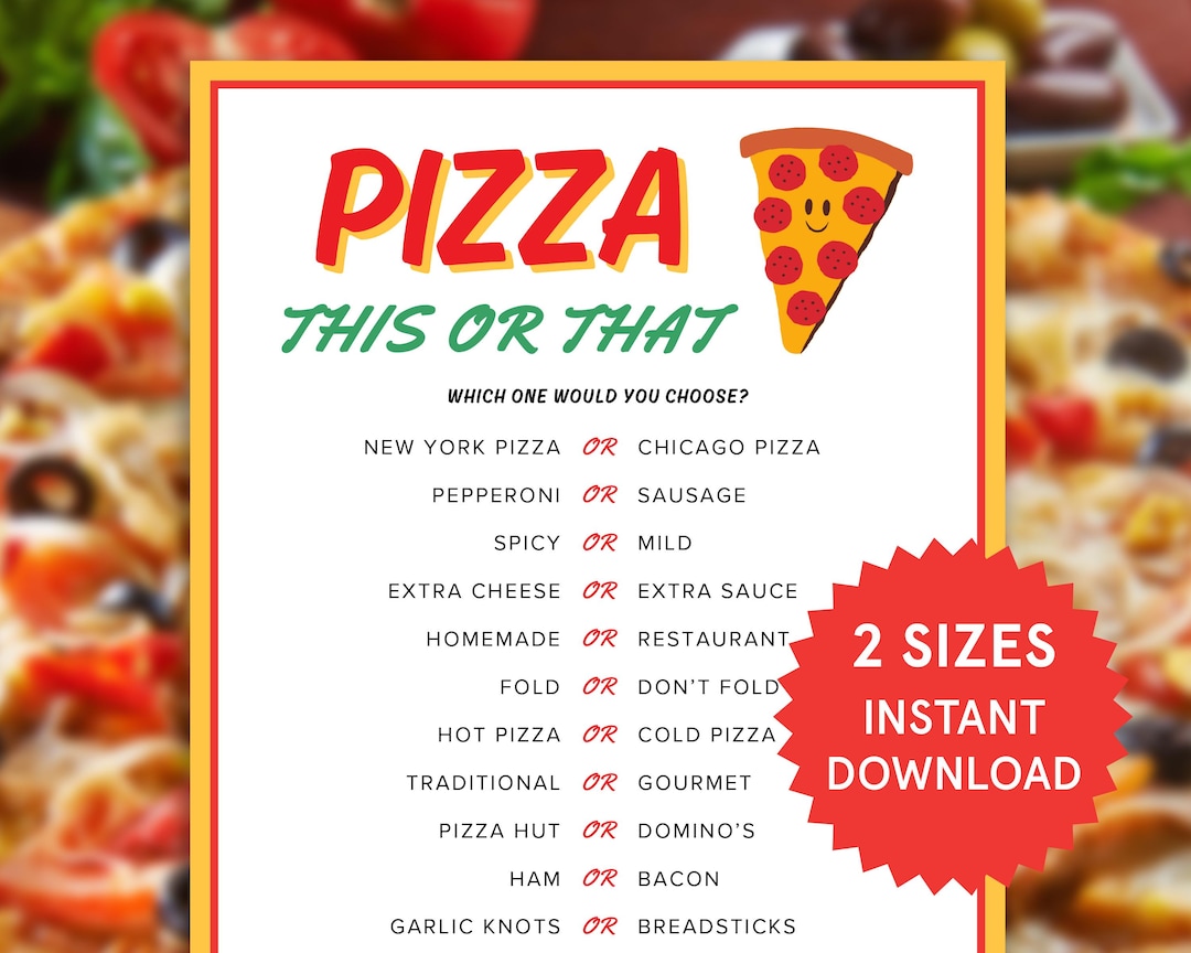 Pizza This or That Game Printable Pizza Party Game for Kids Adults ...