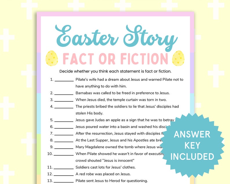 Bible Easter Fact or Fiction Game Church Easter Activities for Kids and ...