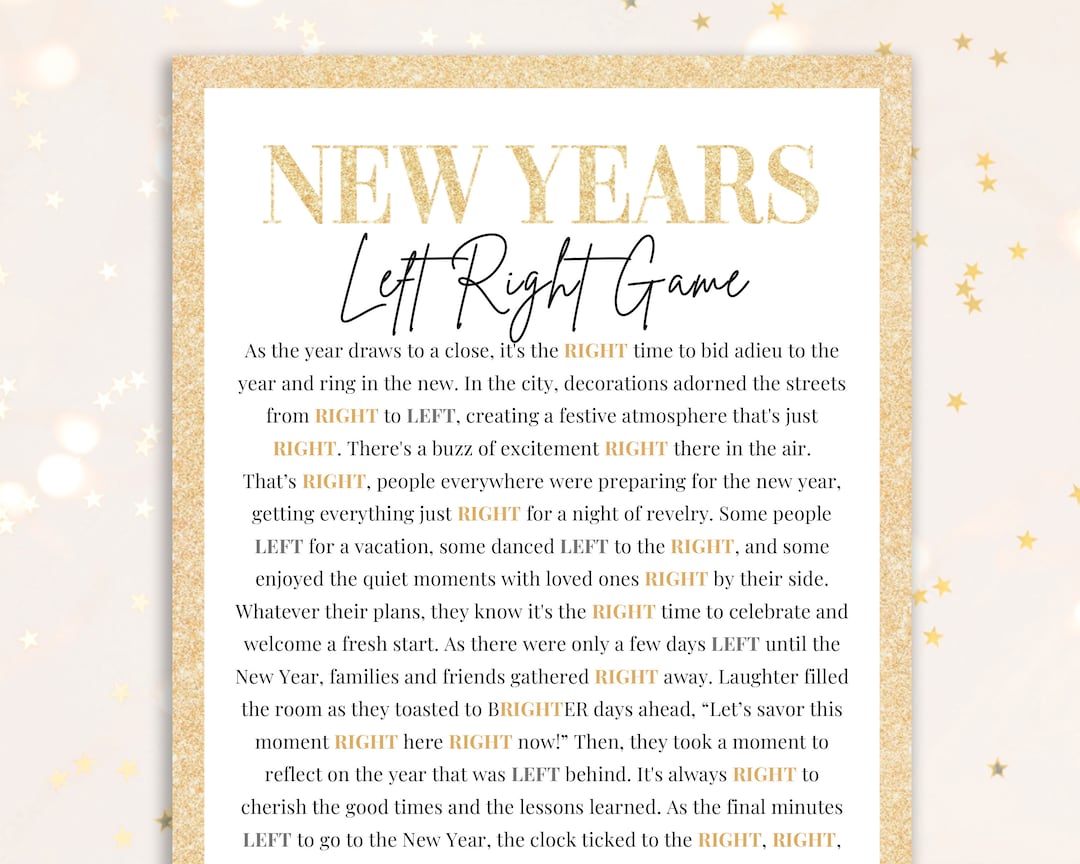 New Years Left Right Game Left Right Poem Printable New Year Eve Games ...