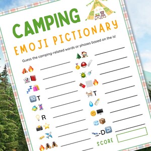 Camping Emoji Pictionary Camping Games Dad Camping Activities for Kids ...
