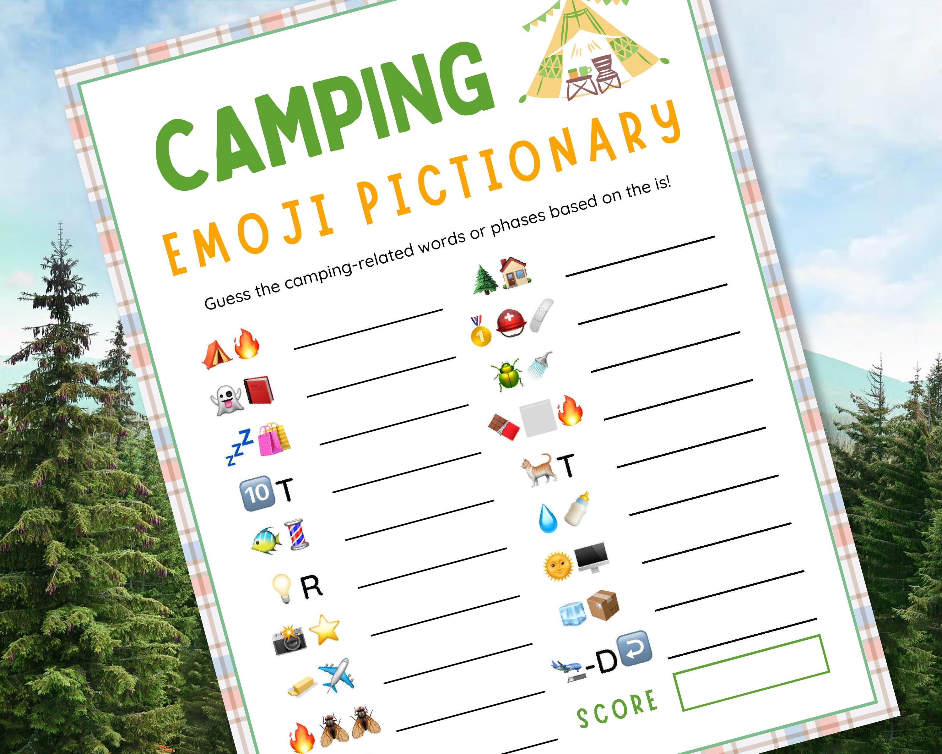 Camping Emoji Pictionary Camping Games Dad Camping Activities for Kids ...