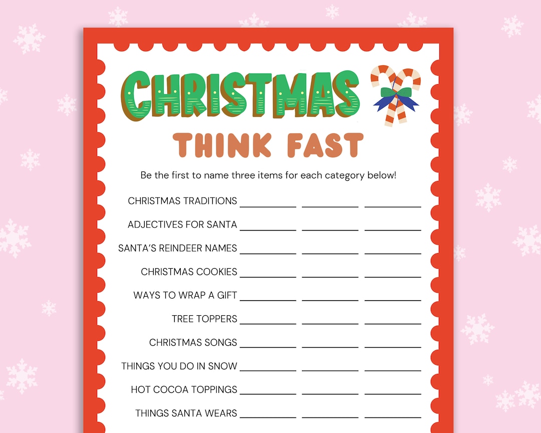 Christmas Think Fast | Christmas Quick Think | Fun Christmas Party ...