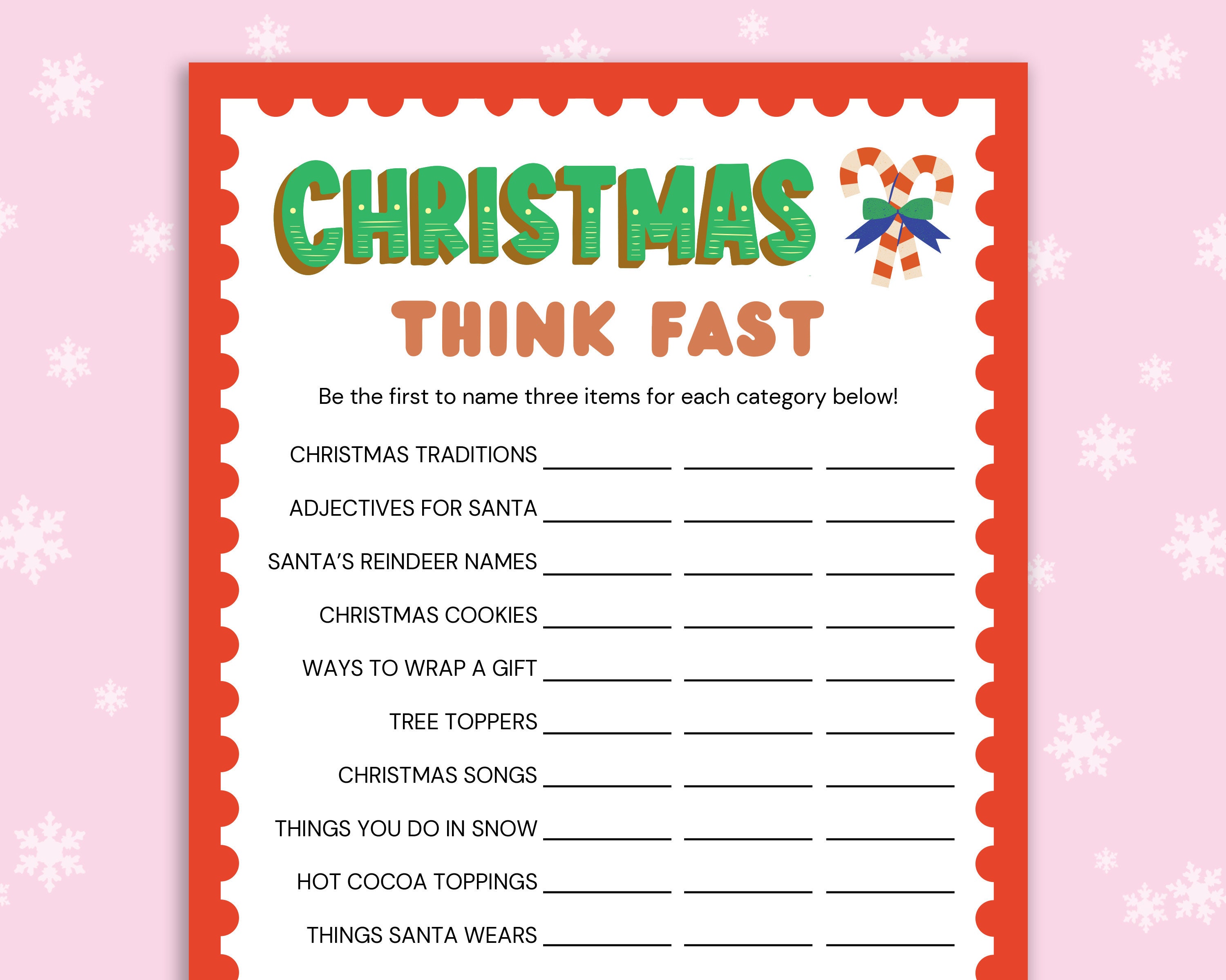 Christmas Think Fast | Christmas Quick Think | Fun Christmas Party ...