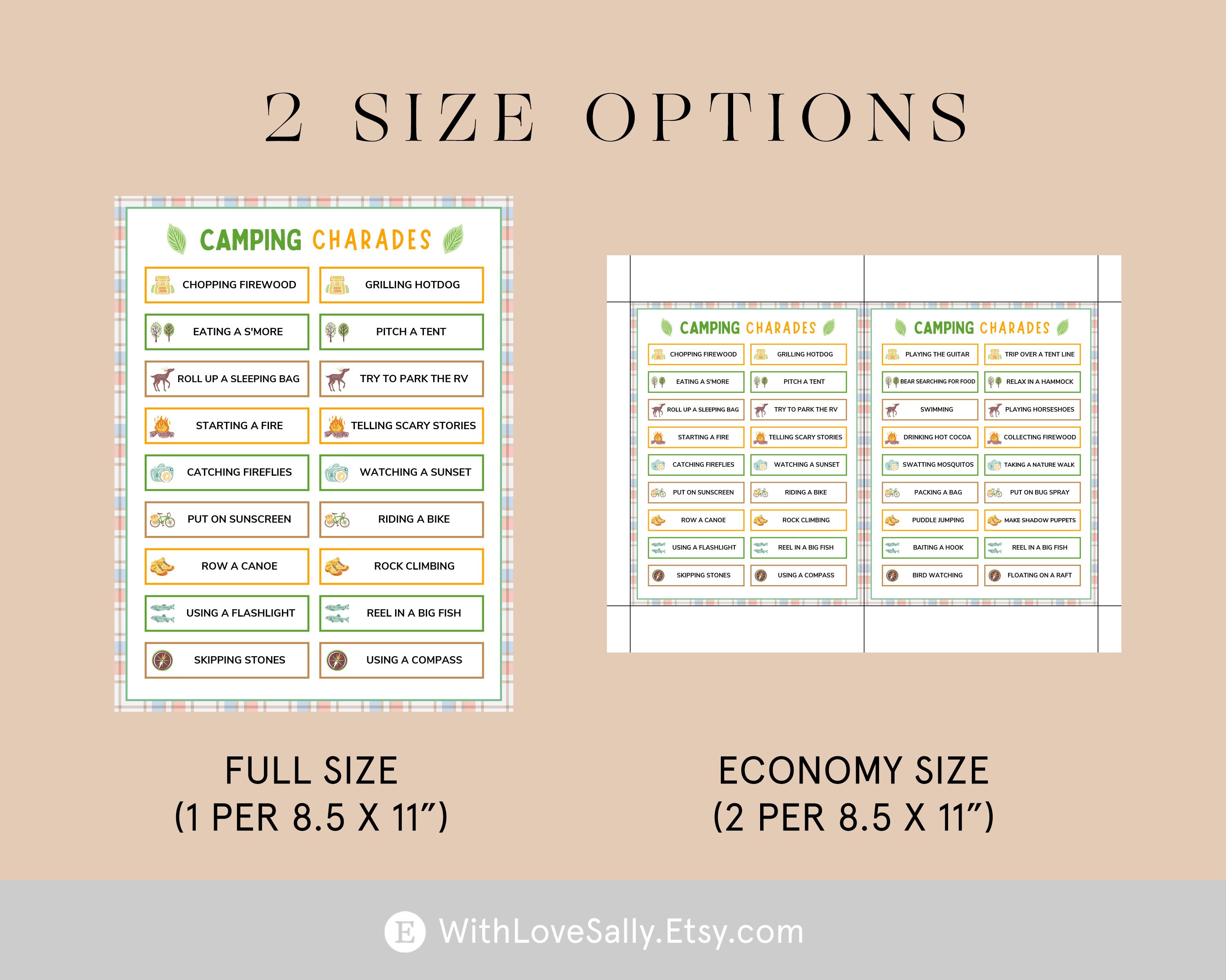 Camping Charades Camping Activities for Kids Camping Games Adults ...