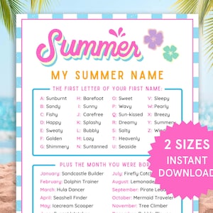 What's Your Summer Name Summer Games for Kids, Family Summer Games ...