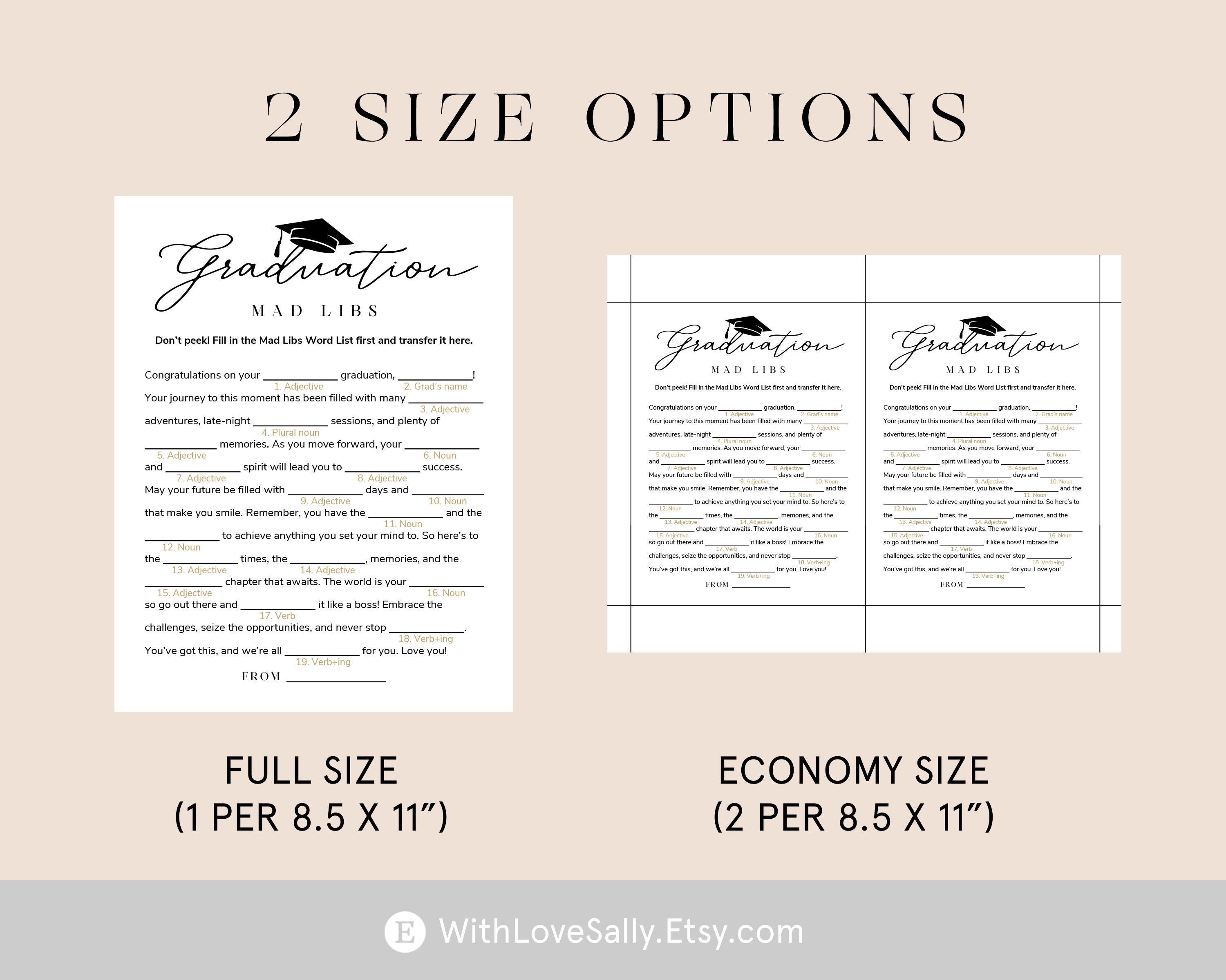 Graduation Libs Graduation Party Games Graduation Mad Libs Class of ...