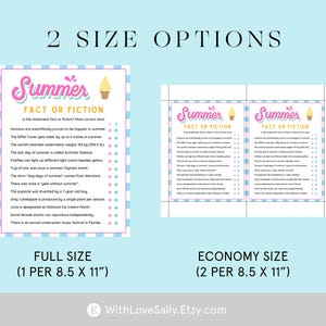 Summer Fact or Fiction Summer Game Summer Activities for Kids, Adult ...